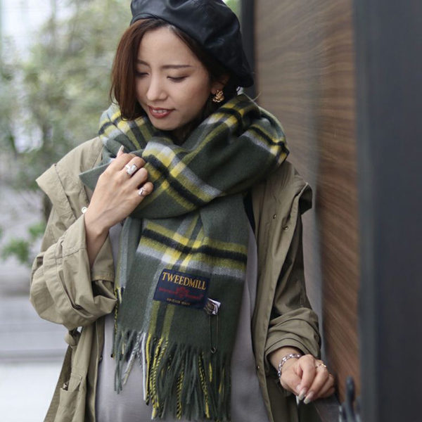 イギリス製ピュアウール【TWEEDMILL/ツイードミル】2022年新作チェック柄ストール・マフラー - シュナ